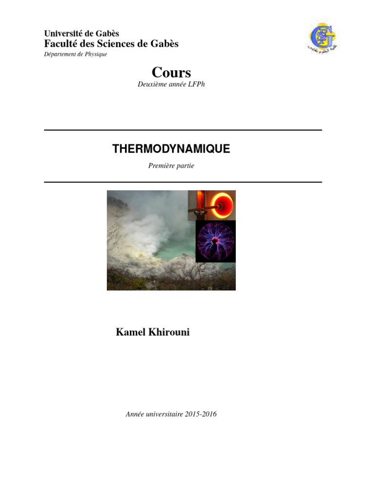Table de Matieres - Thermo | PDF | Thermodynamics | Continuum Mechanics