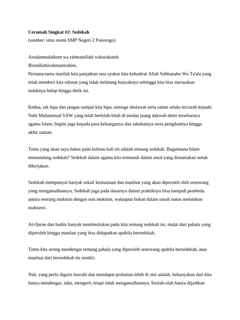 Ceramah Singkat | PDF