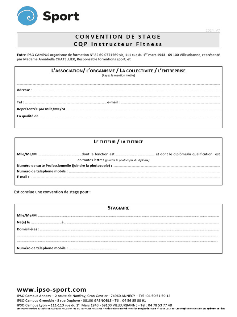 Convention de Stage CQP If AC V7 GST | PDF