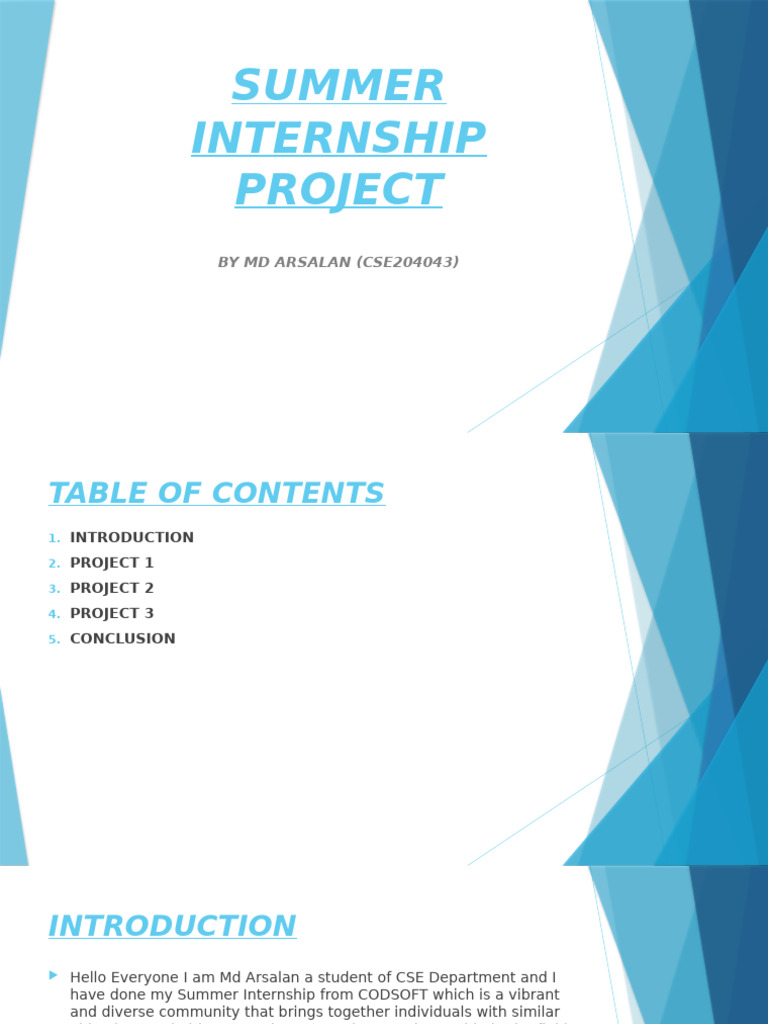 Summer Internship Project | PDF