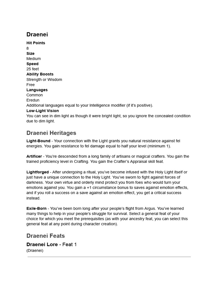 PF2e Warcraft - Ancestries | PDF