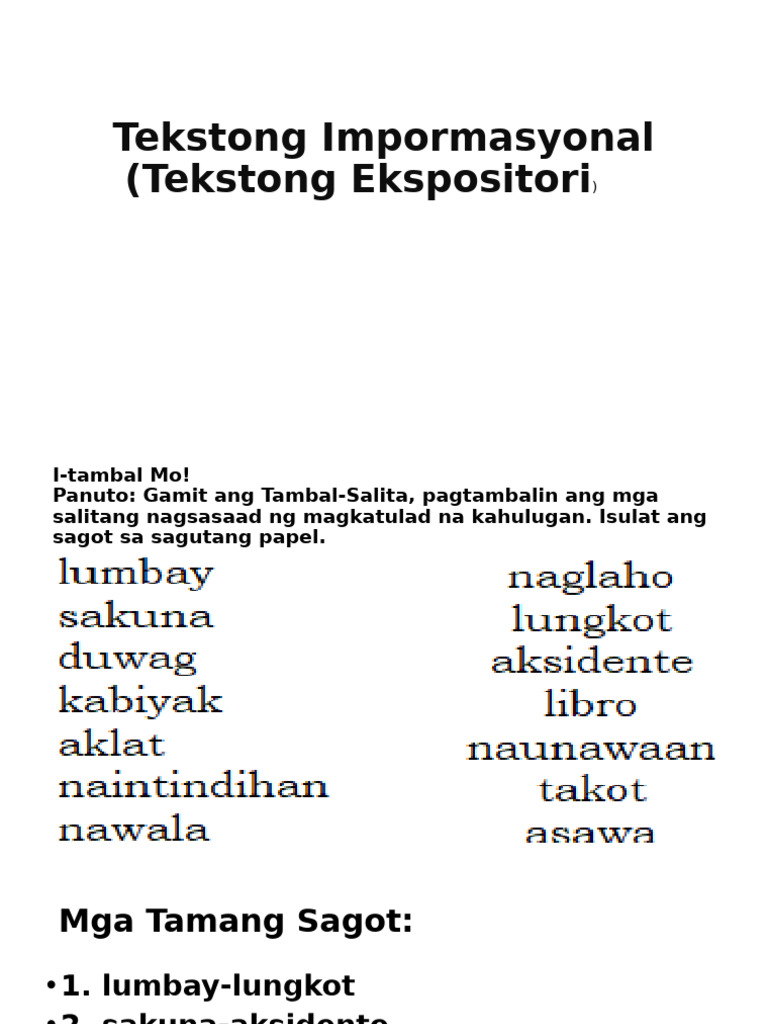 Filipino 7 Matatag Week 5 Quarter 1 Tekstong Impormasyonal