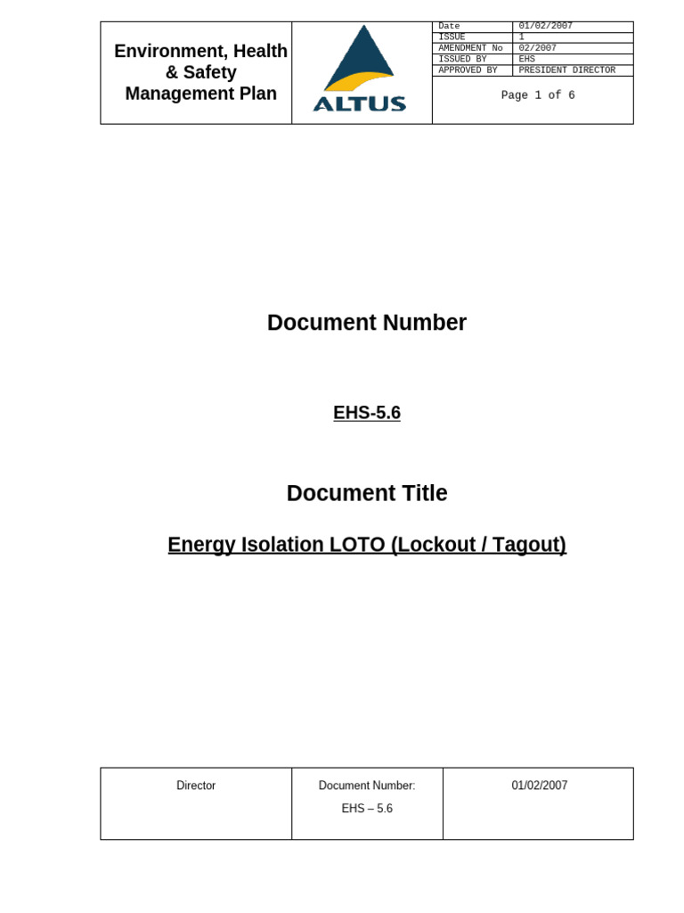 5.6 Energy Isolation LOTO (LockoutTagout) | PDF