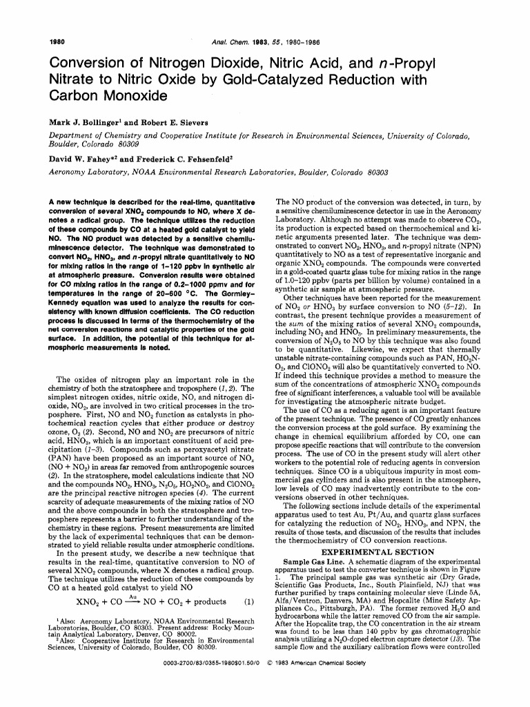 Bollinger Et Al 2002 Conversion of Nitrogen Dioxide Nitric Acid and N ...