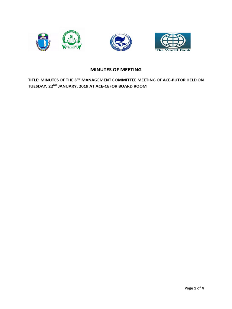 3rd PUTOR Management Committee Meeting | PDF