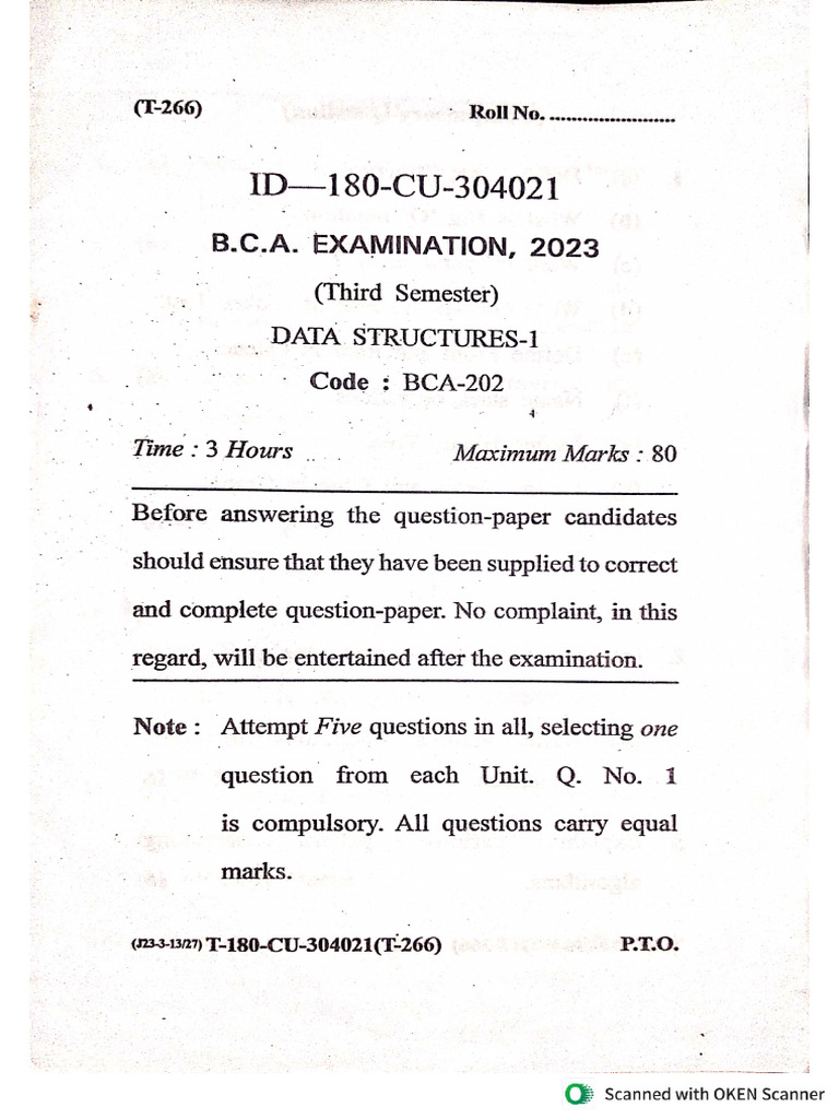 Data Structure 2023 (GURUGRAM UNIVERSITY) Universitynotes | PDF