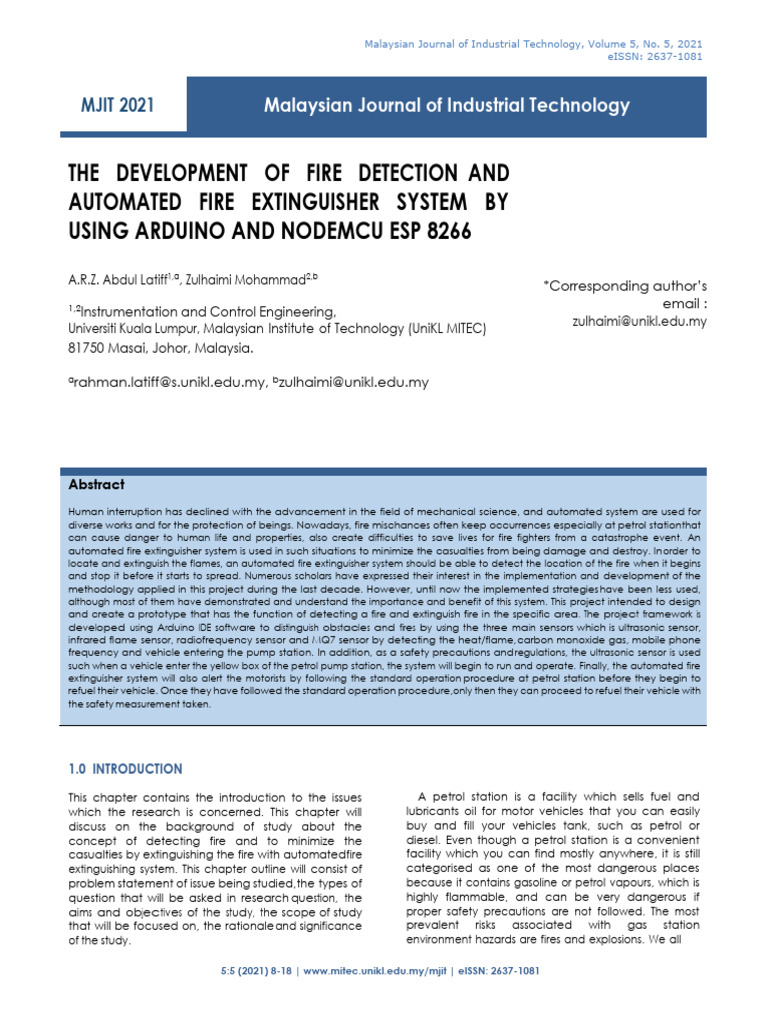 The Development Of Fire Detection And Automated Fire Extinguisher