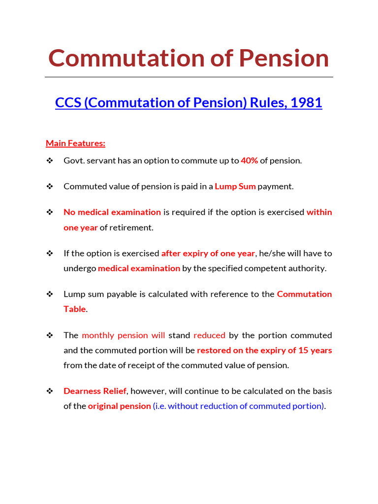 Commutation of Pension | PDF
