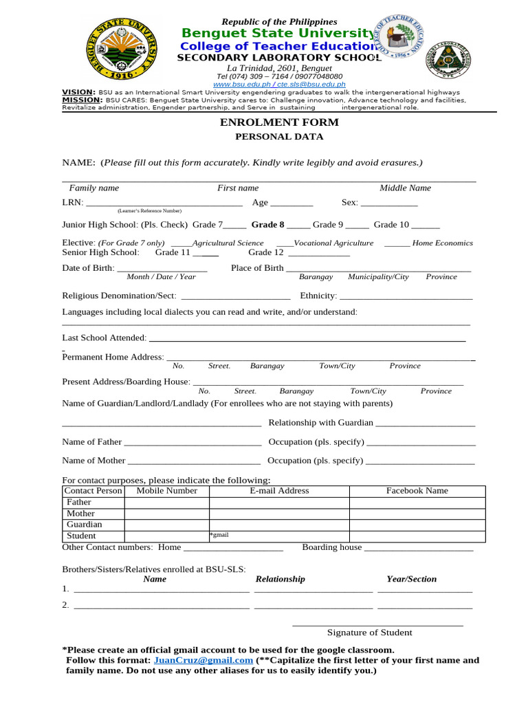 Enrollment Form | PDF