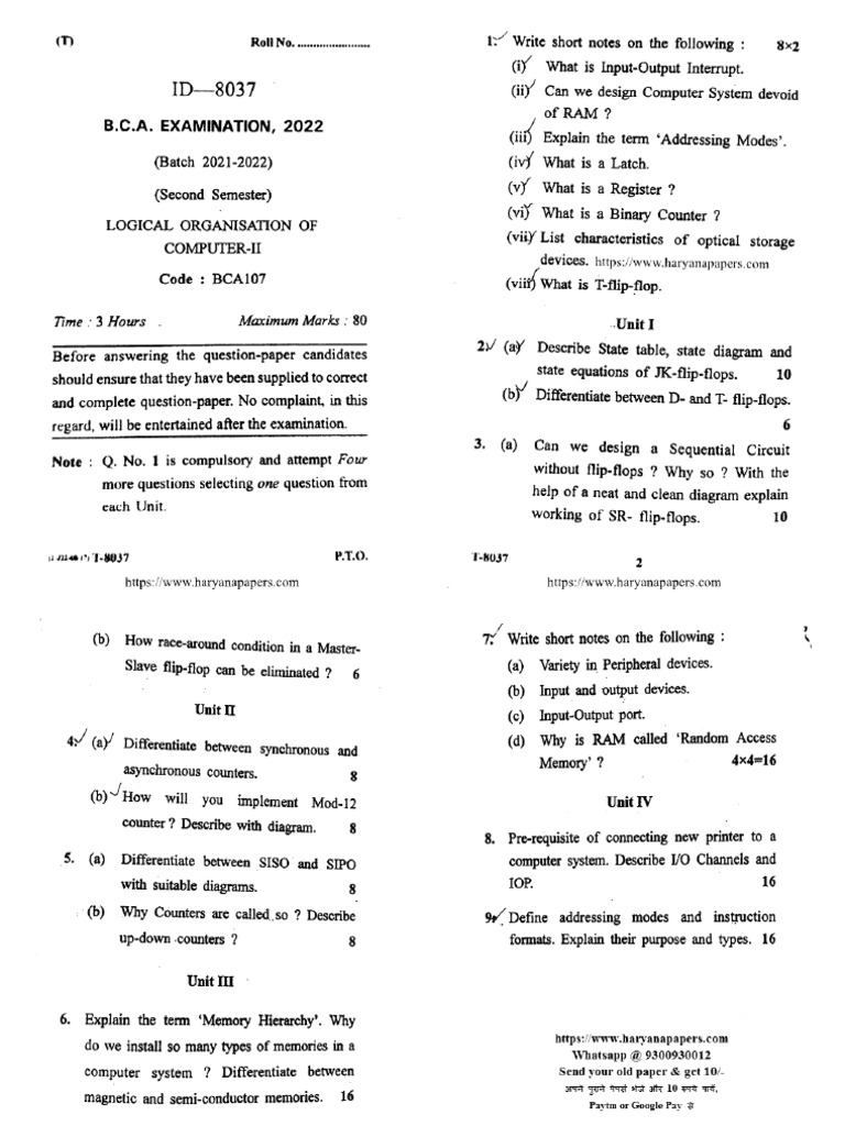 Bca 2 Sem Logical Organisation of Computer 2 Id 8037 2022 | PDF