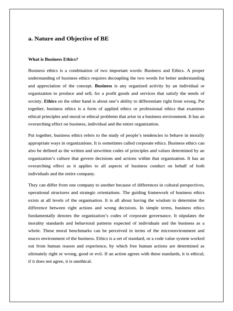 Business ethics notes | PDF