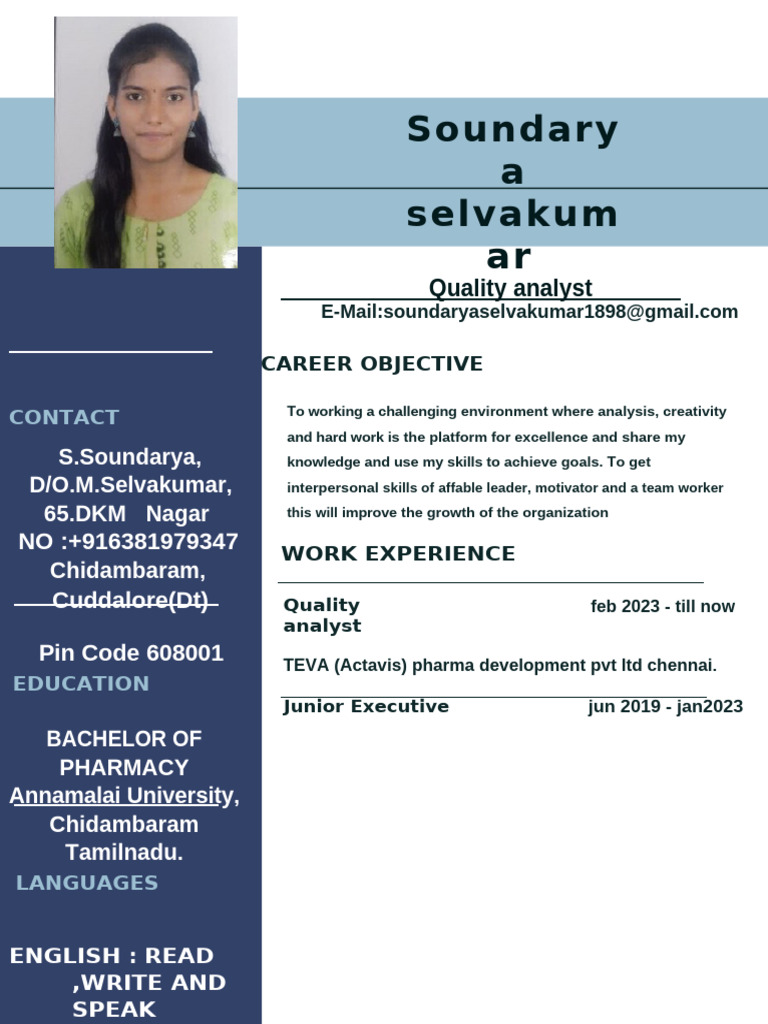 Soundarya Resume | PDF