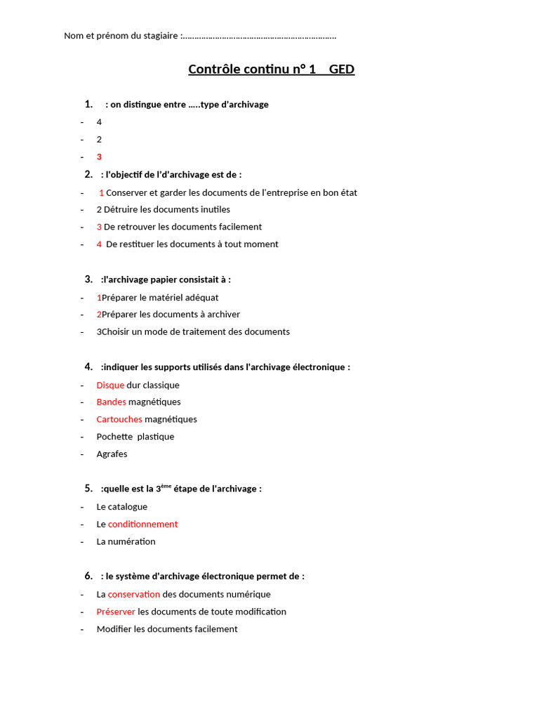 Contrôle Continu GED 1-1 | PDF