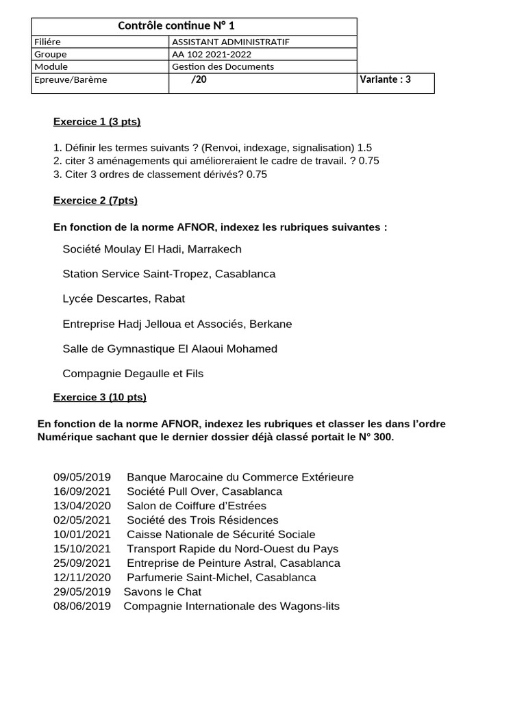 Contrôle Continue Gestion Document v3 | PDF