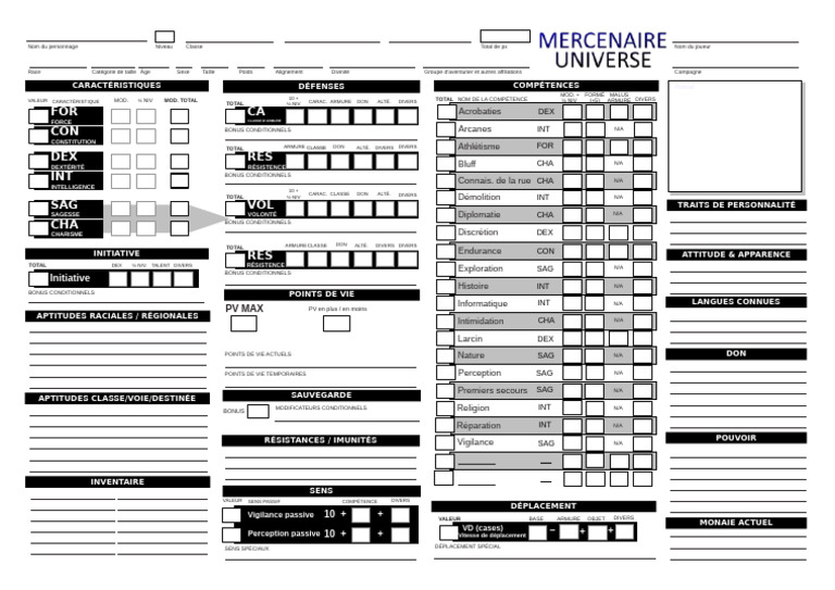Feuille Personnage DD4 v1 | PDF