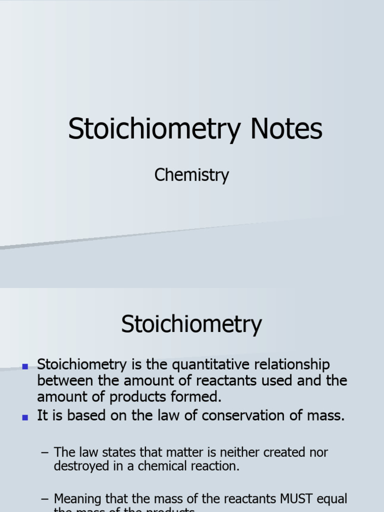Stoichiometry Notes.ppt | PDF