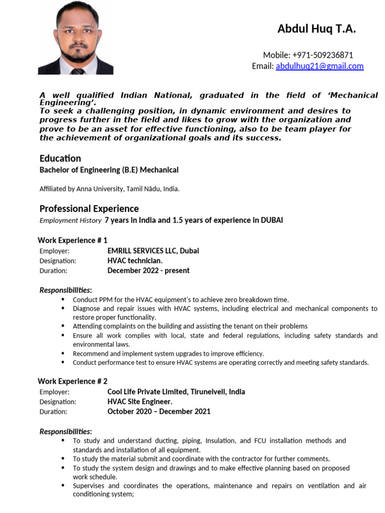 CV Abdul Huq | PDF