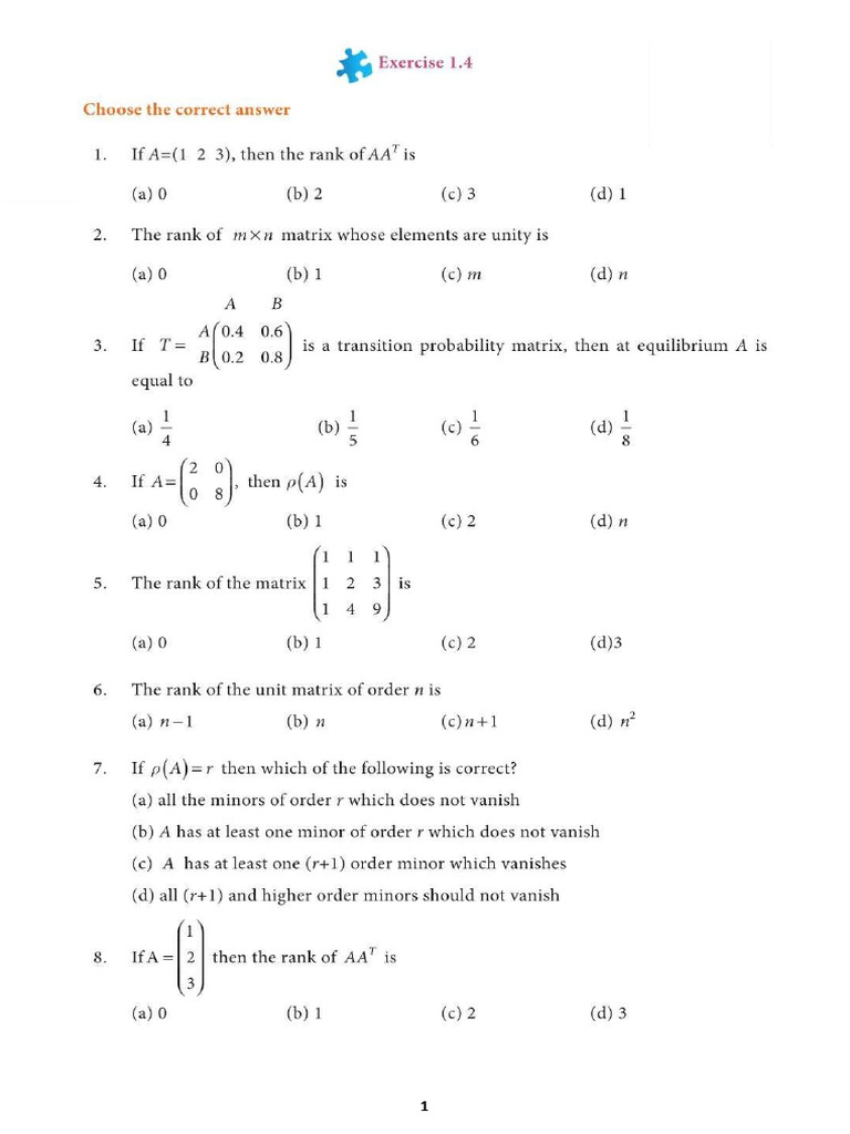 12th Business Maths Volume 1 One Mark Questions English Medium PDF ...