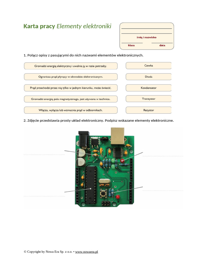 Karta Pracy Elementy Elektroniki | PDF