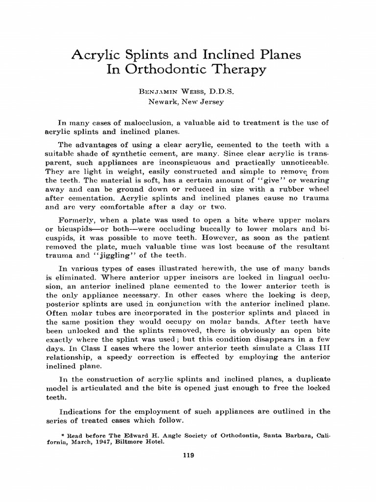 Splint n inclined plane-Angle Orthod | PDF