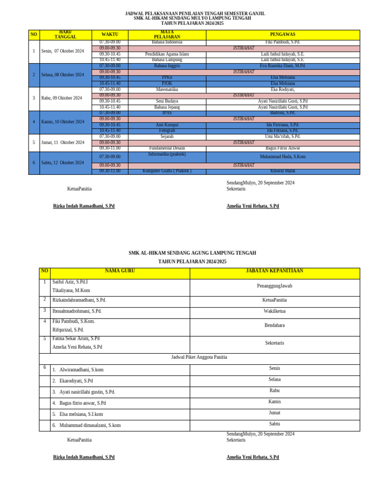 Jadwal Uts SMK | PDF