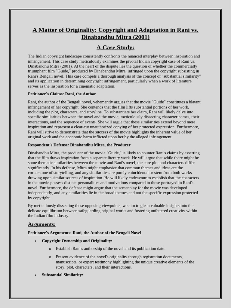 Apoorv Shukla IPR Case Study | PDF | Copyright | Fair Use