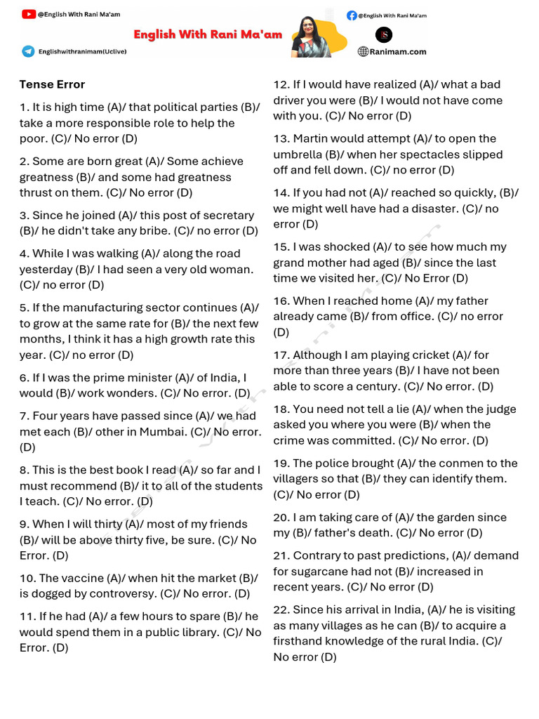 064) 8 Tense Practice Set - PDF | PDF