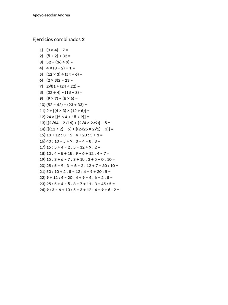 Ejercicios Combinados 2 | PDF