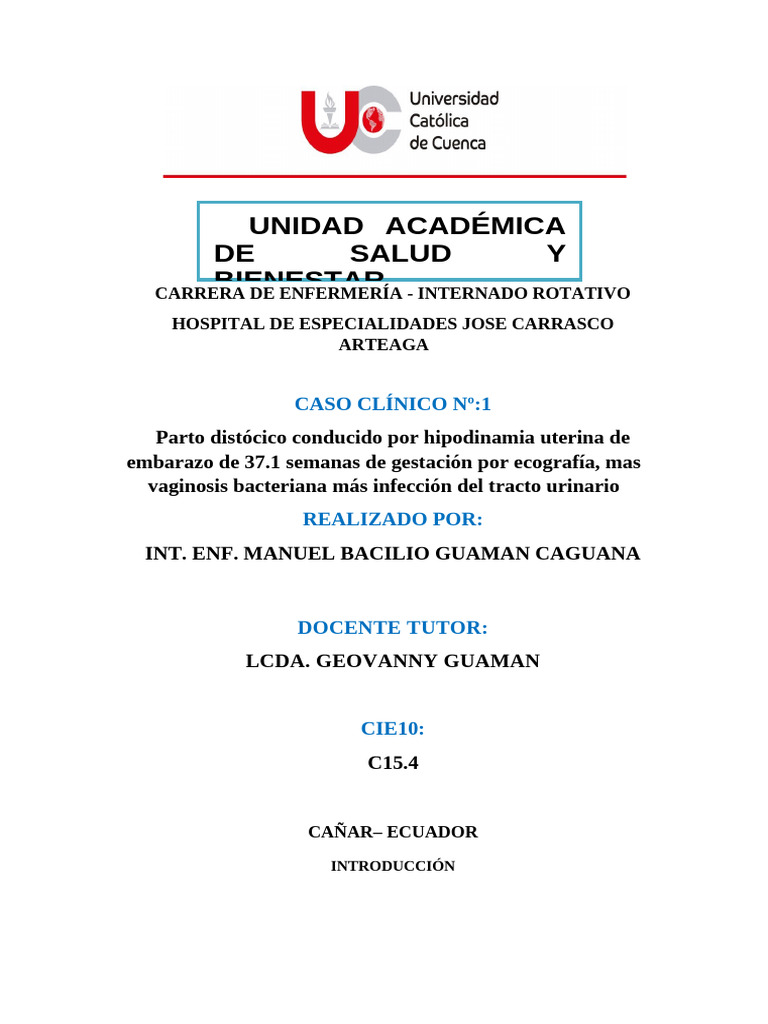 IESS_CASO_CLINICO_(Parto_distocico) | PDF IESS_CASO_CLINICO_(Parto_distocico) | PDF
