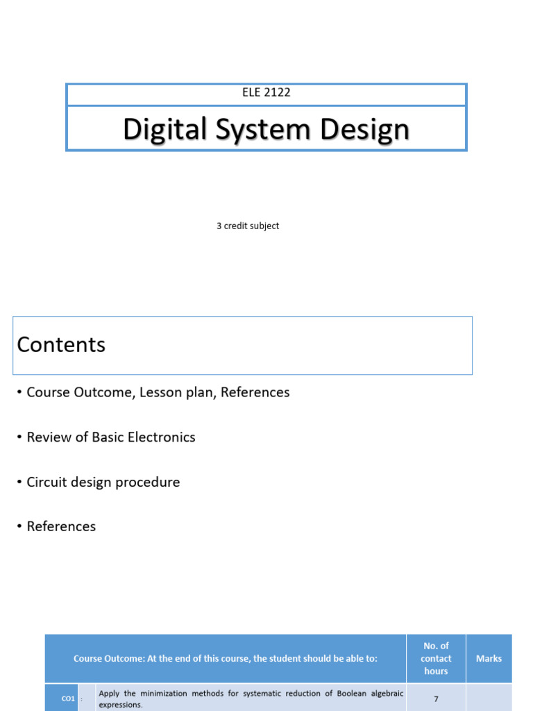 Digital System Design: 3 Credit Subject | PDF