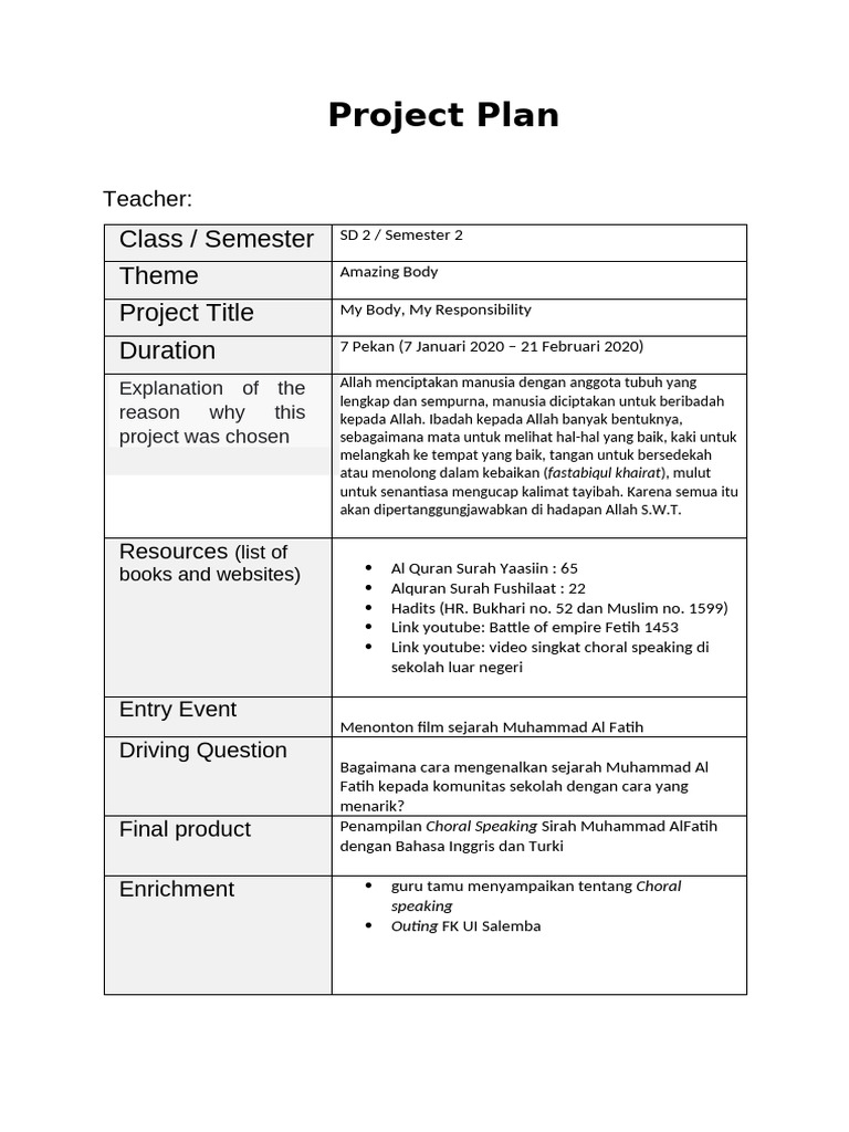 Contoh Project Plan | PDF