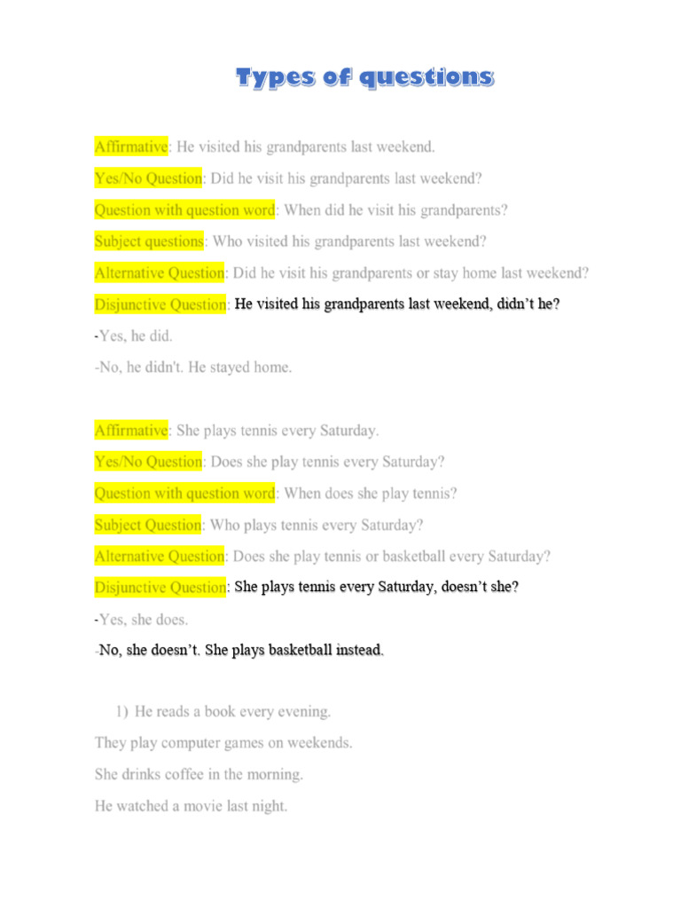 Types of questions | PDF