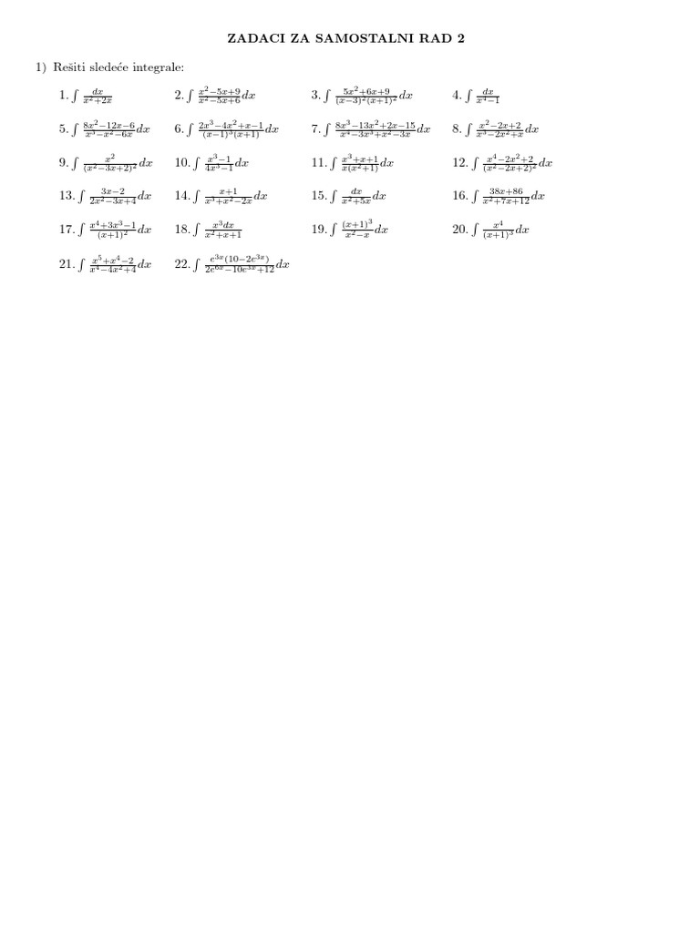 Neodređeni Integrali 2 | PDF