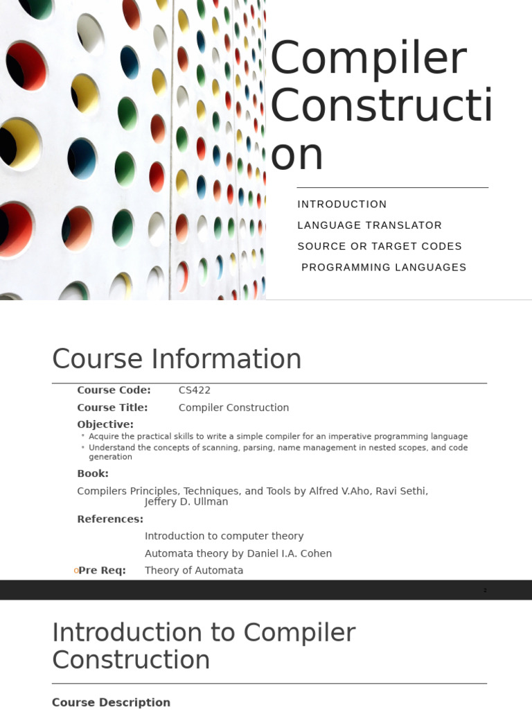 Introduction To Compiler Construction | PDF