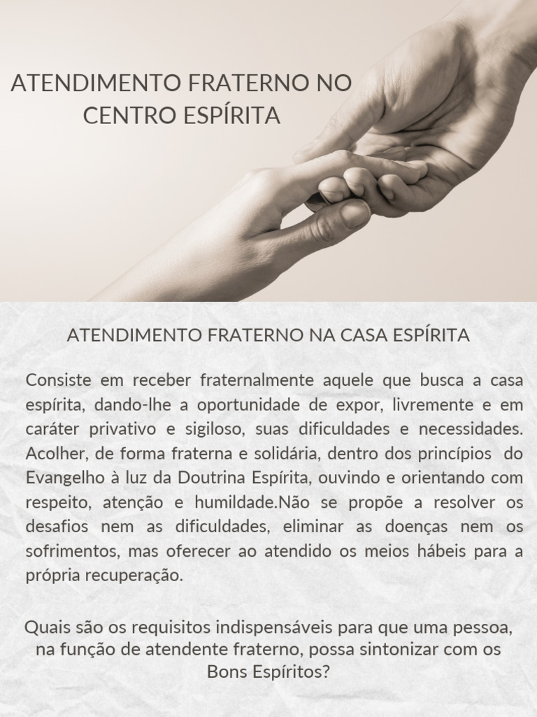 Atendimento Fraterno No Centro Espírita | PDF