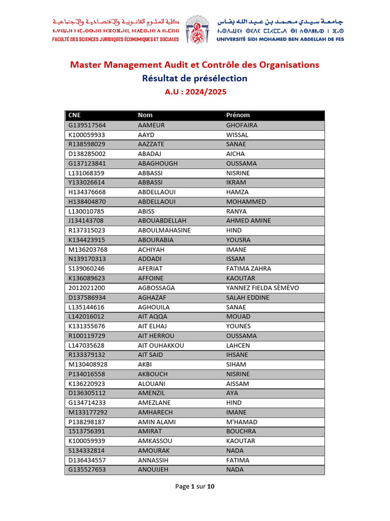 MACO Présélection 2025 | PDF