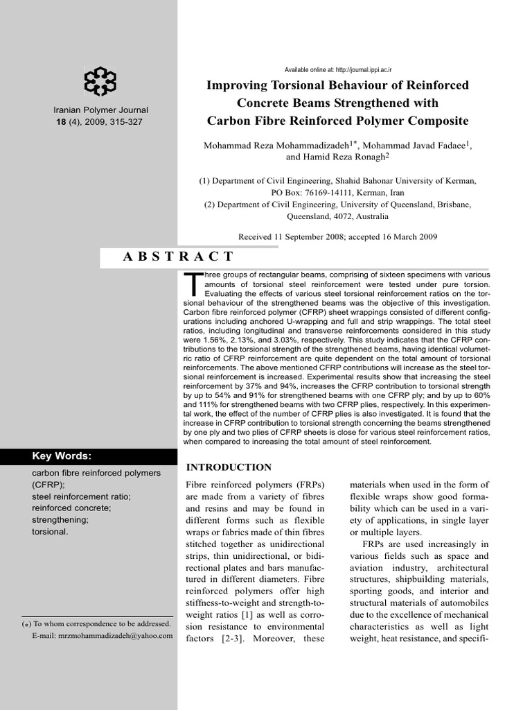 Improving Torsional Behaviour of Reinforced Concrete Beams Strengthened ...