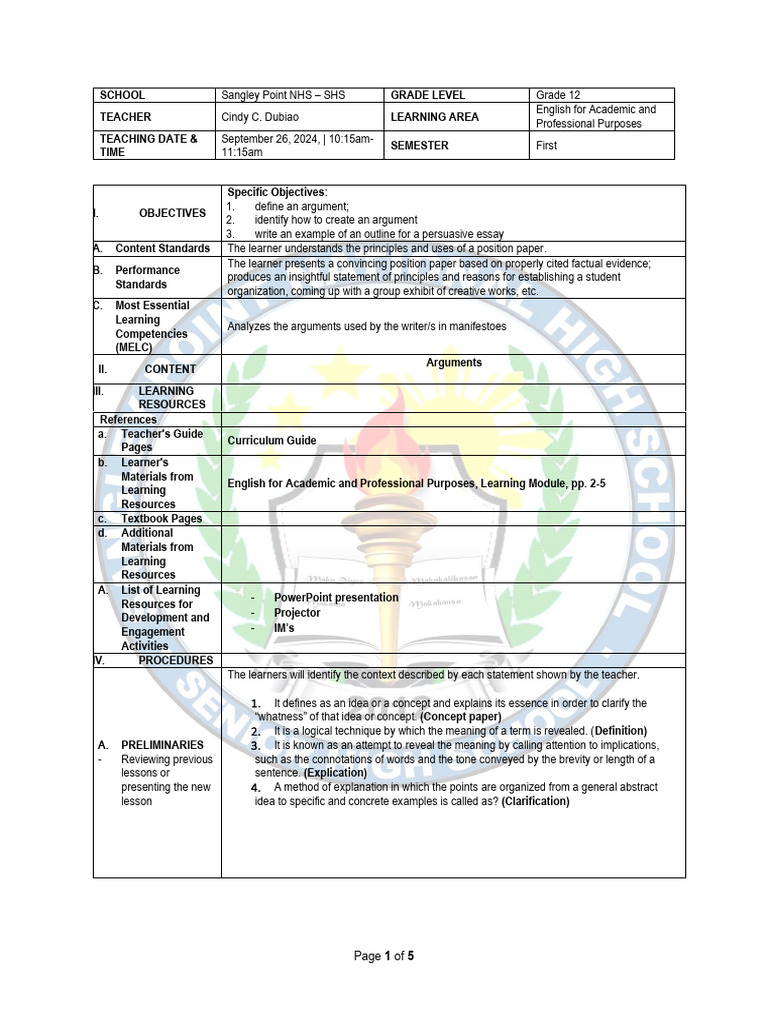 Dubiao Cindy C. - Lesson Plan | PDF