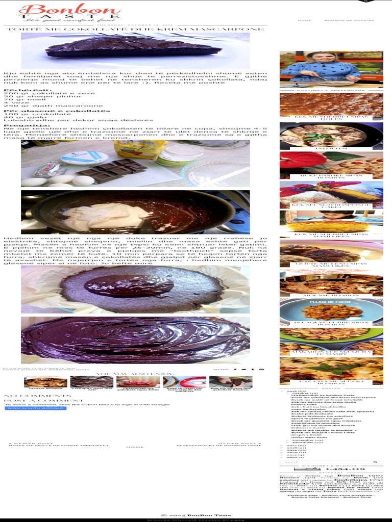 Tortë Me Çokollatë Dhe Krem Mascarpone BonBon Taste 2 | PDF