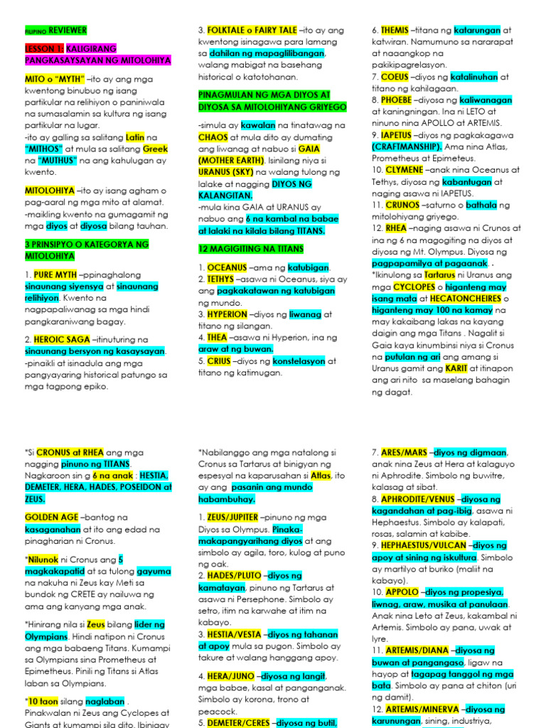 Filipino Reviewer | PDF