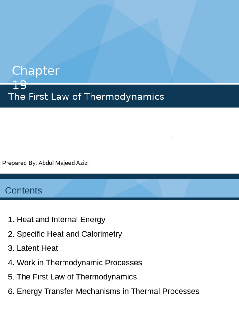Chapter 19 The First Law of Thermodynamics | PDF