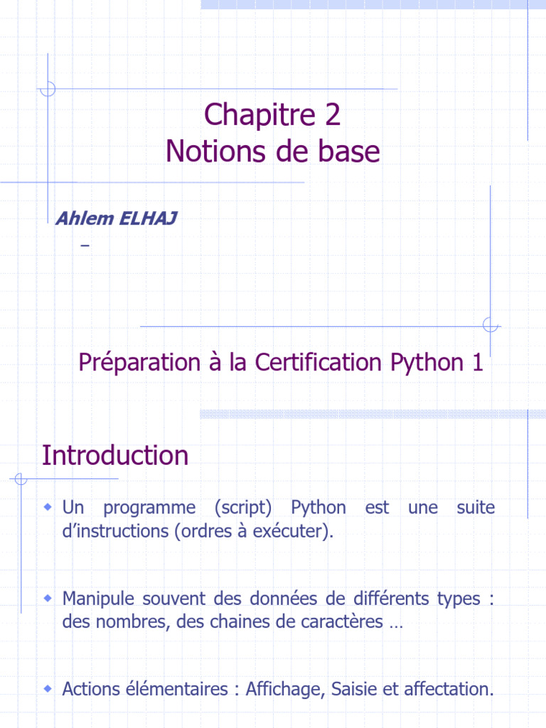 Présentation - Chapitre2-Notions de Base | PDF