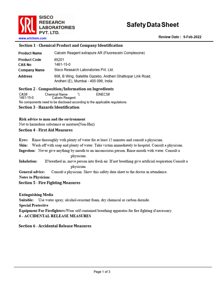 Calcein Reagent | PDF
