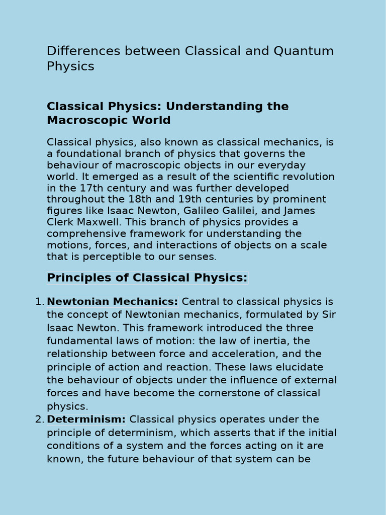 Physics Report Differences Between Classical and Quantum - 100409 | PDF