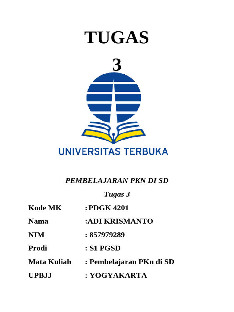 Tugas 3 PKN Di SD Adi Krismanto 857979289 | PDF