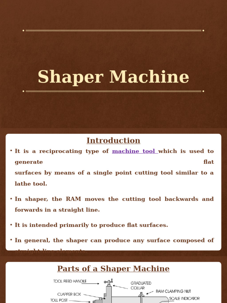 Overview of Shaper Machine Operations | PDF | Metalworking | Home & Garden