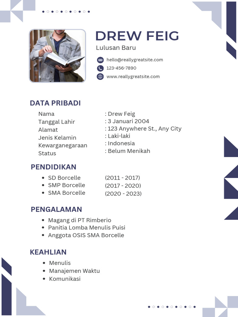 Hana Creative Studio - Putih Biru Modern Lulusan Baru CV Resume Riwayat Hidup | PDF