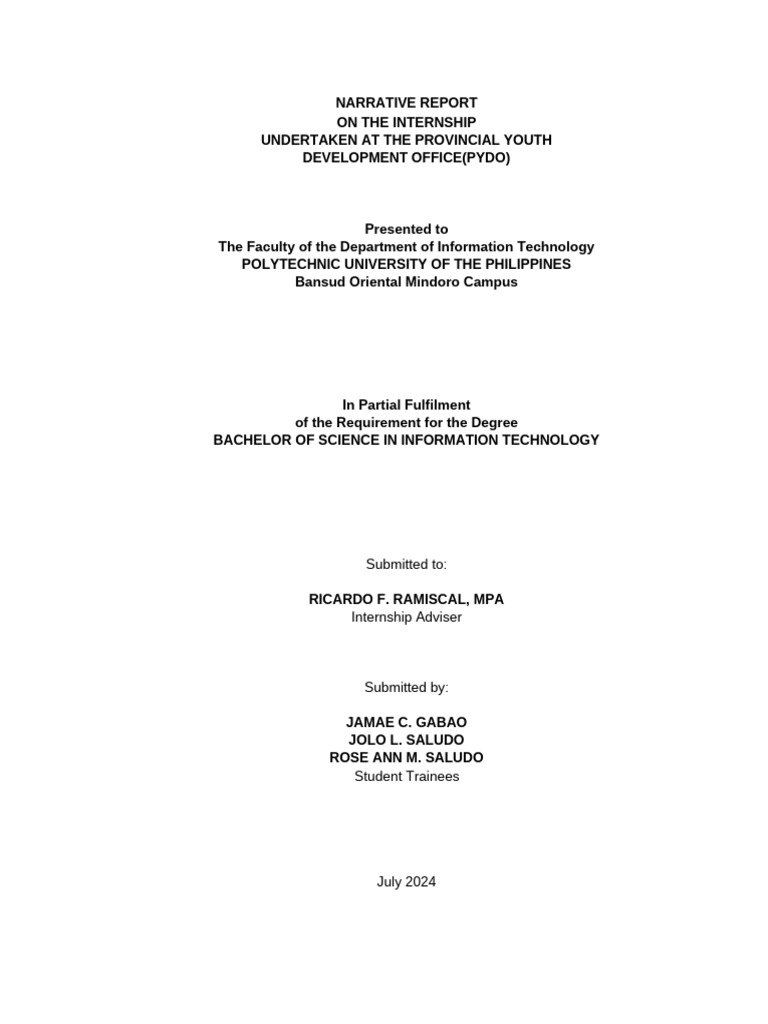 Narrative Report Acknowledgement Jamae Rosieeee | PDF