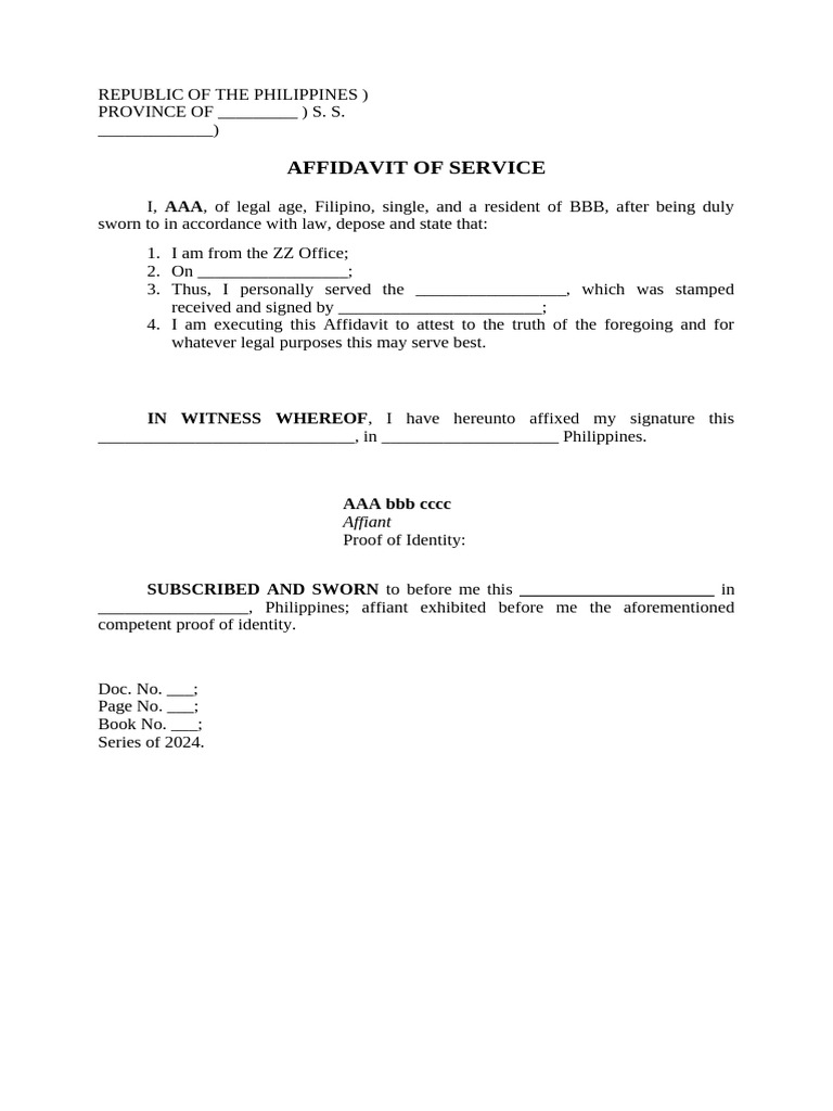 affidavit of service | PDF
