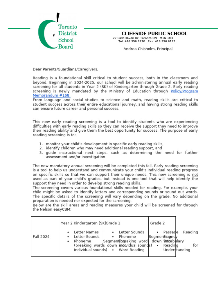 Early Reading Screeners | PDF